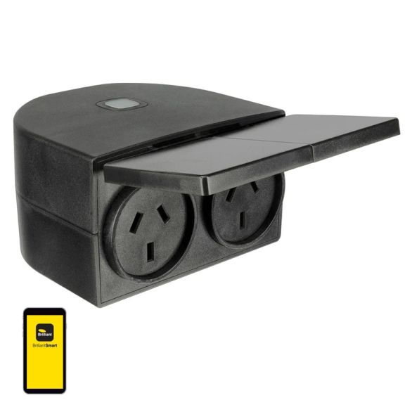 20924_Brilliant Smart Wi-Fi Outdoor Double Plug Black IP44 20924